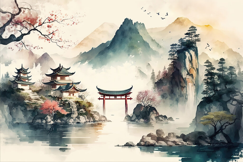 Nihon Landscape, Japan Inspired Scenery Wallpaper for Wall - Magicdecor®