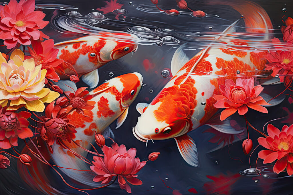 KoiZen, Japanese Koi Fish Wallpaper for Luck and Good Fortune - Magicdecor®