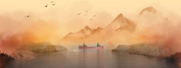 Chitvan, Mountains Sunset Landscape Mural Wallpaper - Magicdecor®
