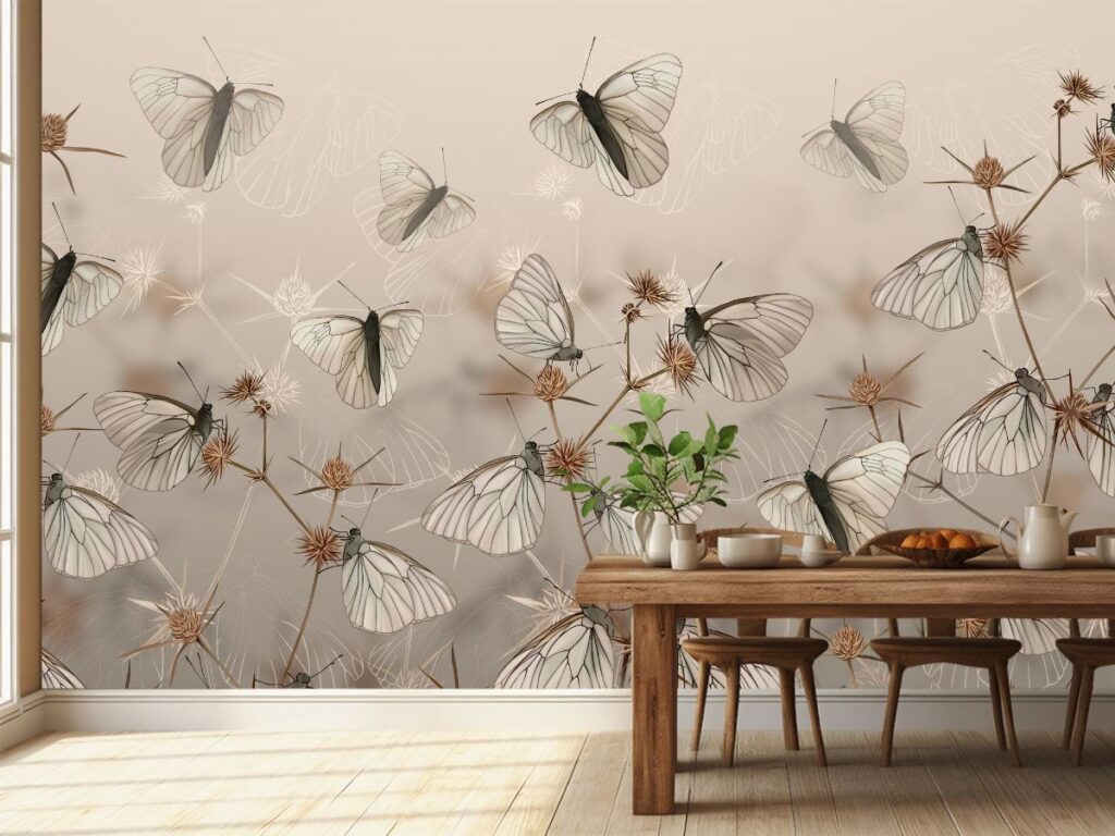 Classic Flutter, Thorns & Butterflies Wallpaper Mural - Magicdecor®