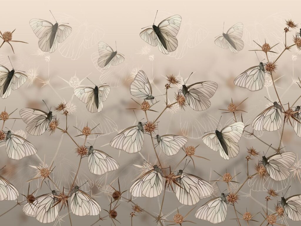 Classic Flutter, Thorns & Butterflies Wallpaper Mural - Magicdecor®