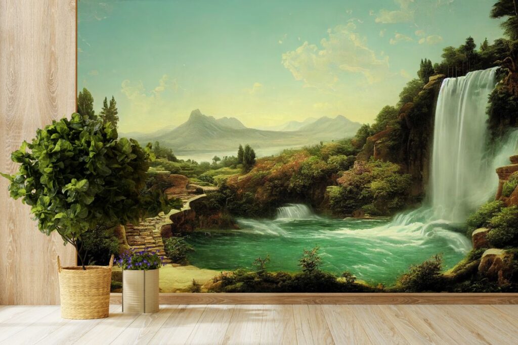 Jharna, Cascade of Waterfalls Wallpaper Mural for Wall - Magicdecor®