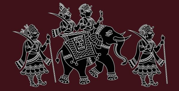 Maharaja, King on an Elephant with Soldiers in Pinguli Folk Art Style ...