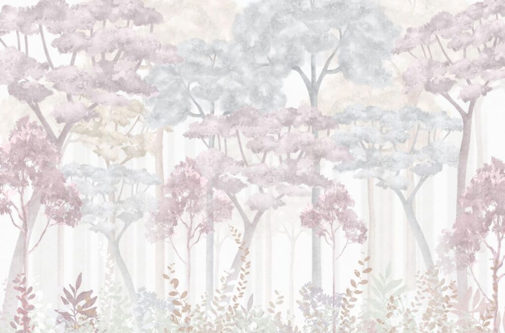 Serene Trees, Colorful Forest Wallpaper - Magicdecor®