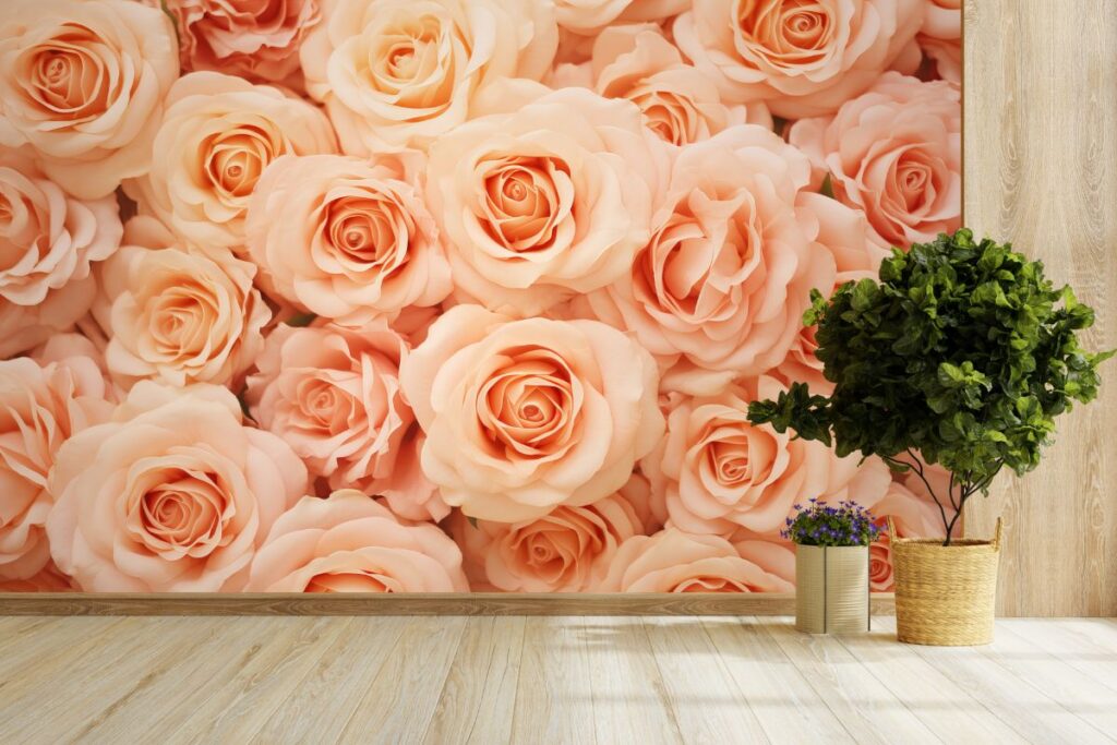Gulaabo, Elegant Peach Fuzz Color Rose Wallpaper Mural - Magicdecor®