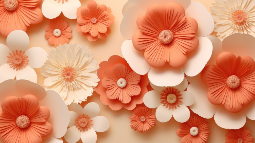 Hana, Abstract Paper Flowers in Peach Fuzz Wallpaper Mural - Magicdecor®