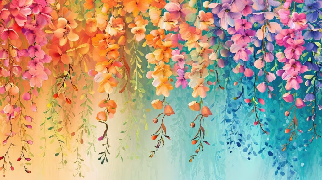 Beautiful Hanging Flowers Furniture Wallpaper - Magicdecor®