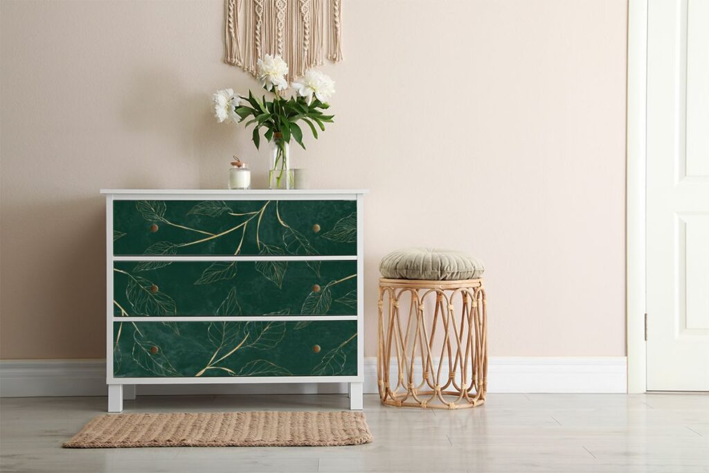Modern Green and Golden Leaves Texture Furniture Wallpaper - Magicdecor®
