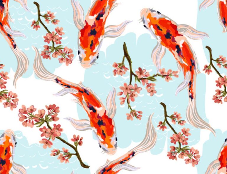 Koi Fish Pattern Almirah Wallpaper - Magicdecor®