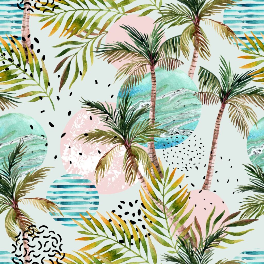 Palm Tree Pattern Almirah Wallpaper - Magicdecor®