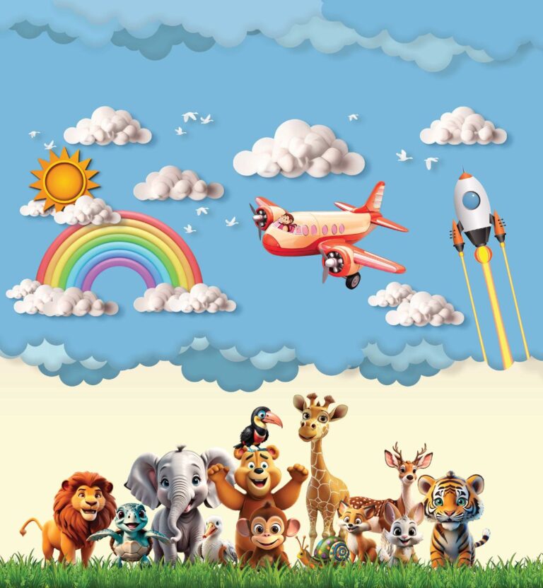 Kilkari: Cute 3D Effects Animal Wallpaper for Kids Room Walls - Magicdecor®
