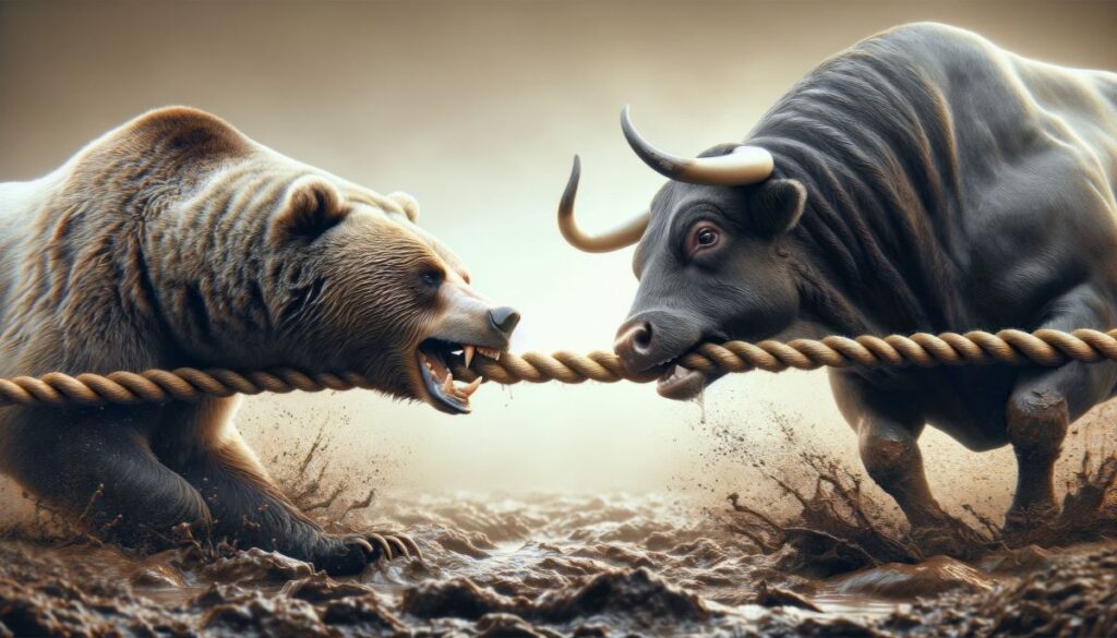 Bear Vs Bull Stock Market Tug of War Wallpaper Mural - Magicdecor®