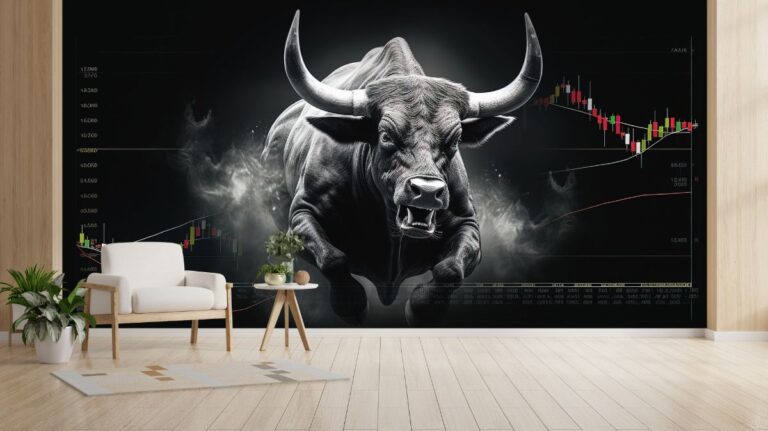 The Raging Bull Stock Market Wallpaper for Traders - Magicdecor®