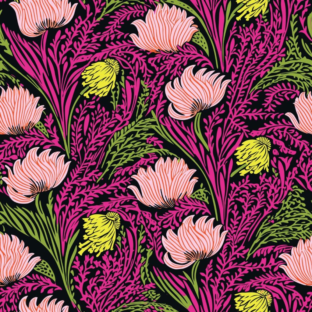 Purple and Pink Floral Pattern Wardrobe Wallpaper - Magicdecor®