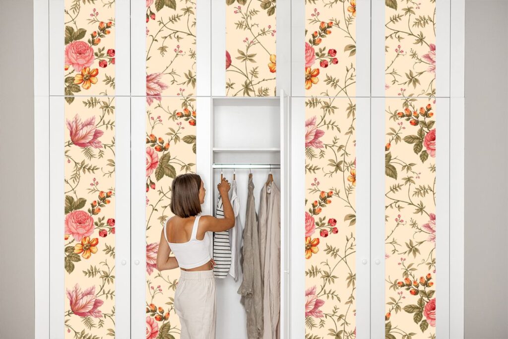 Rosy, Beautiful Floral Design Wardrobe Wallpaper - Magicdecor®