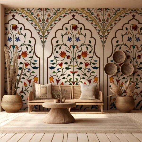 Beige Floral Chinoiserie Wallpaper for Wall - Magicdecor®