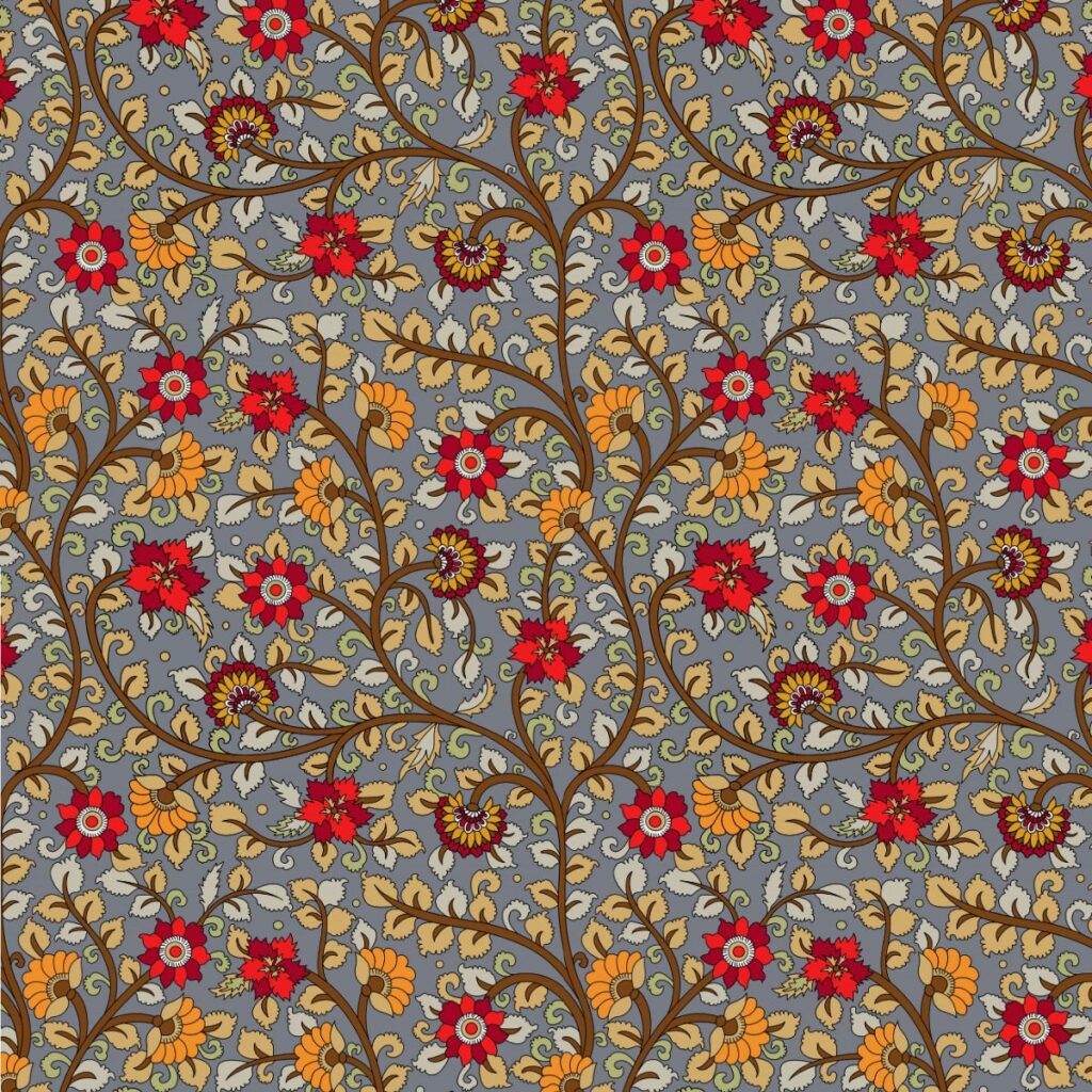 Beautiful Kalamkari Floral Design Wallpaper Mural - Magicdecor®