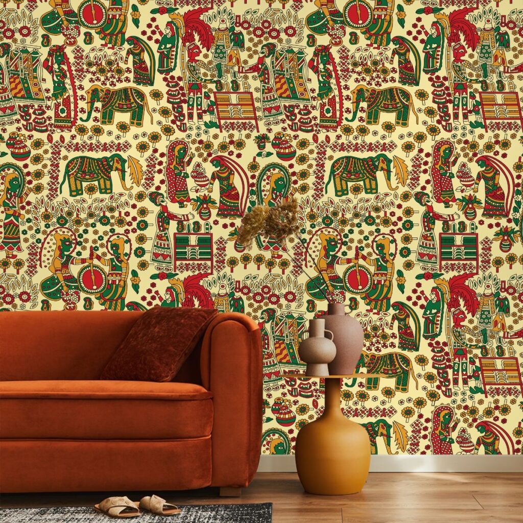 Tradition Infused Kalamkari Pattern Wallpaper Design - Magicdecor®