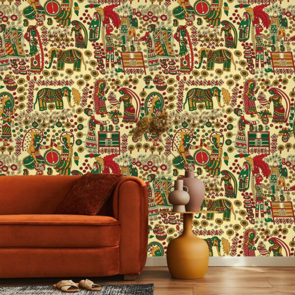 Tradition Infused Kalamkari Pattern Wallpaper Design - Magicdecor®
