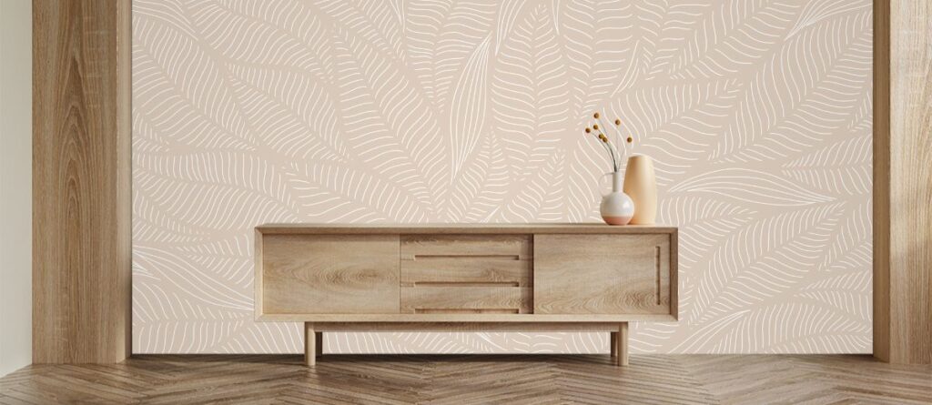 TV Unit Elegant Abstract Leaves Pattern Wallpaper - Magic Decor