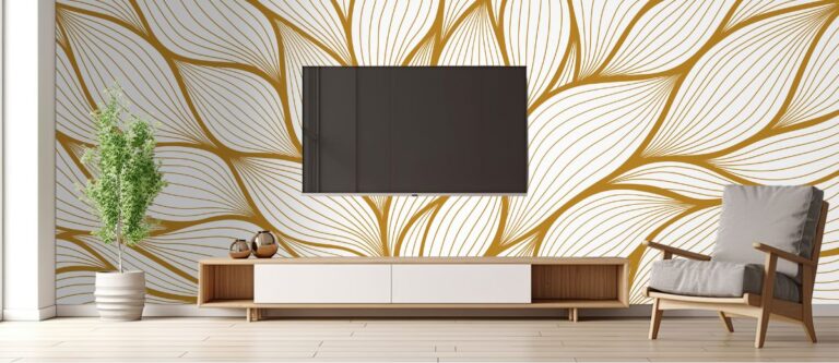 TV Unit Luxury Floral Pattern Wallpaper Design - Magicdecor®