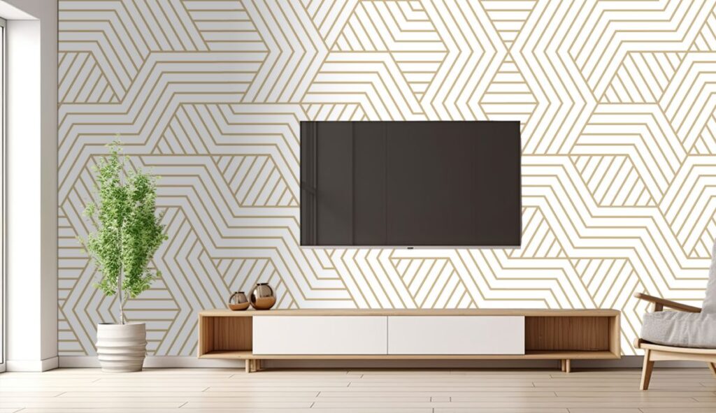 TV Unit Modern Line Pattern Wallpaper - Magicdecor®
