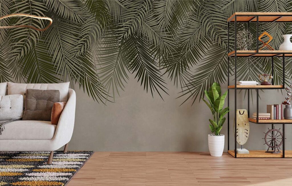 Serene Hanging Palm Leaves Wallpaper Mural - Magicdecor®