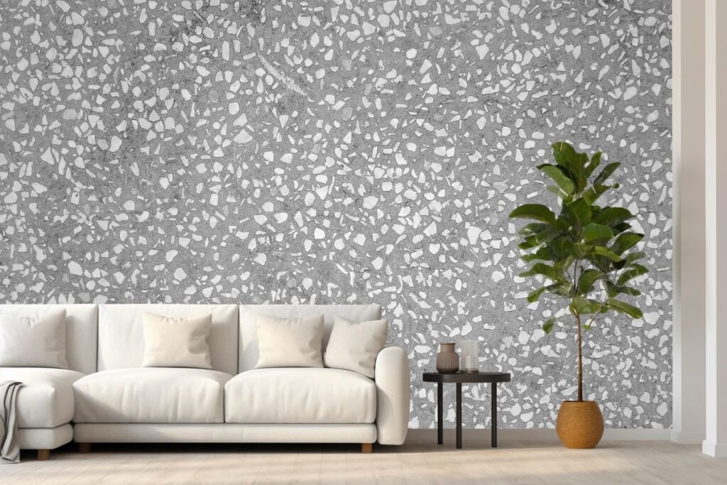 Grey and White Small Rock Patterns Terrazzo Texture Wallpaper - Magicdecor®