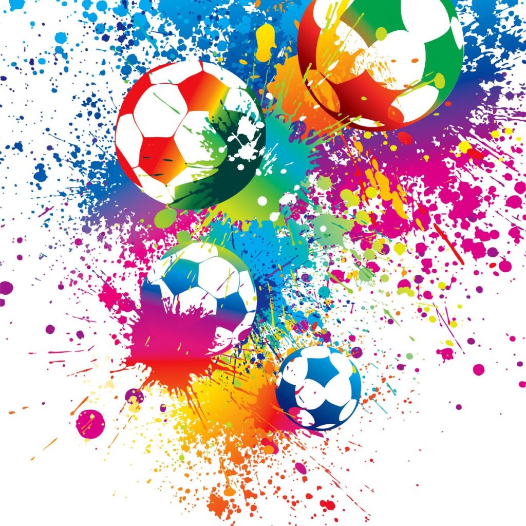 Colorful Footballs Art Wallpaper Mural - Magicdecor®