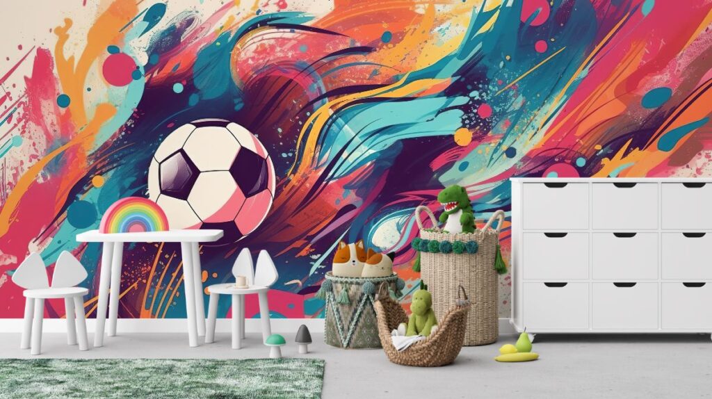 Cool Modern Colored Soccer Artwork Mural Wallpaper - Magicdecor®