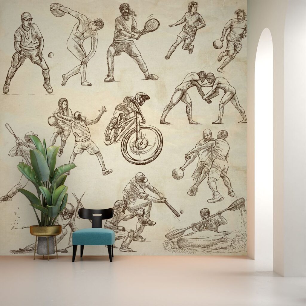 Games Around The World Sketch Art Wallpaper Mural - Magicdecor®