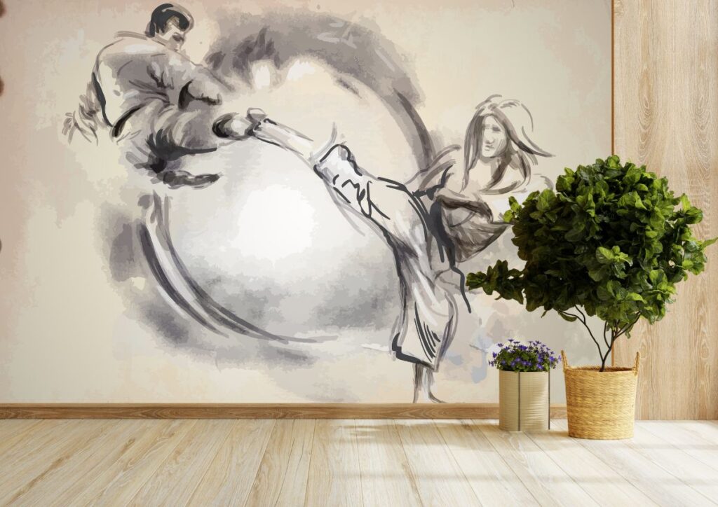 Karate Sketch Wallpaper Mural for Wall - Magicdecor®