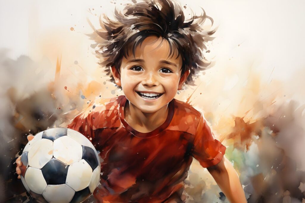 Kid Playing Football Mural Wallpaper - Magicdecor®