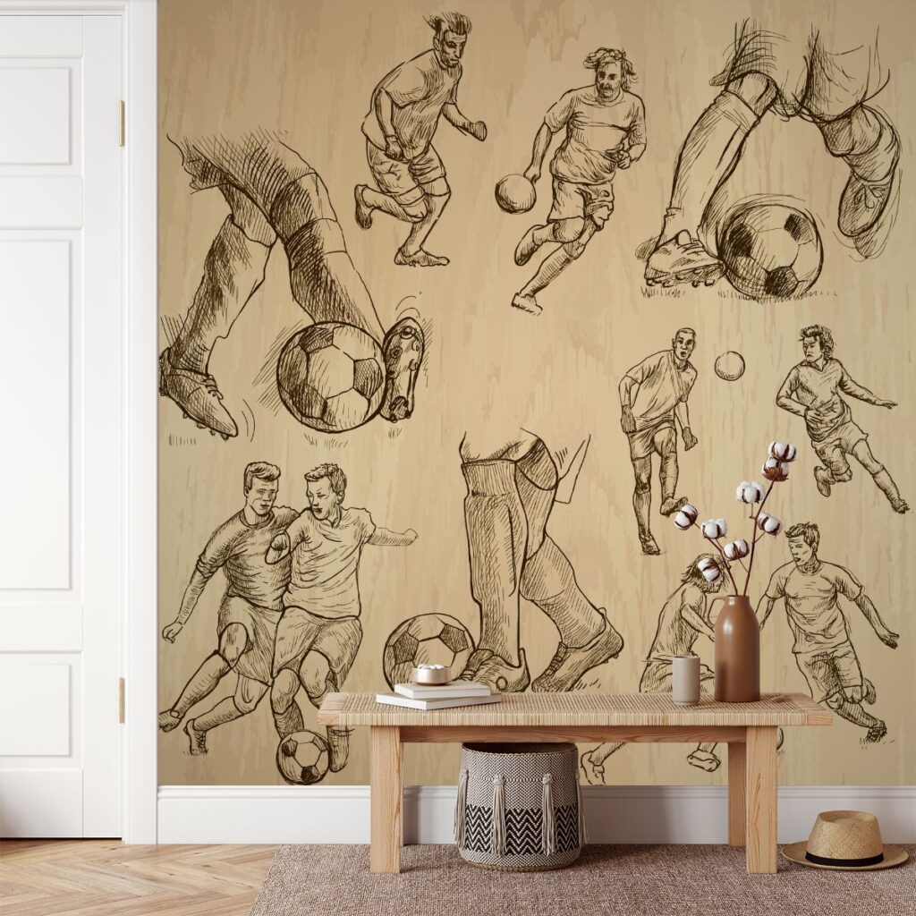 Soccer Game Wallpaper Mural for Wall - Magicdecor®