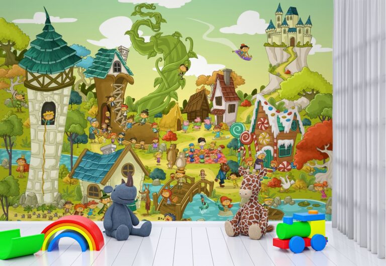 Cartoon Fantasy Magical World With Fairy Tale Characters Wallpaper ...