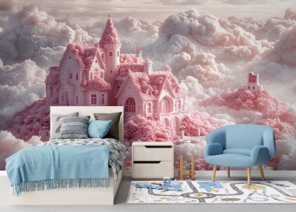 Divya Mahal, Mesmerizing Pink Castle in Dreamy Sky Wallpaper Mural - Magicdecor®