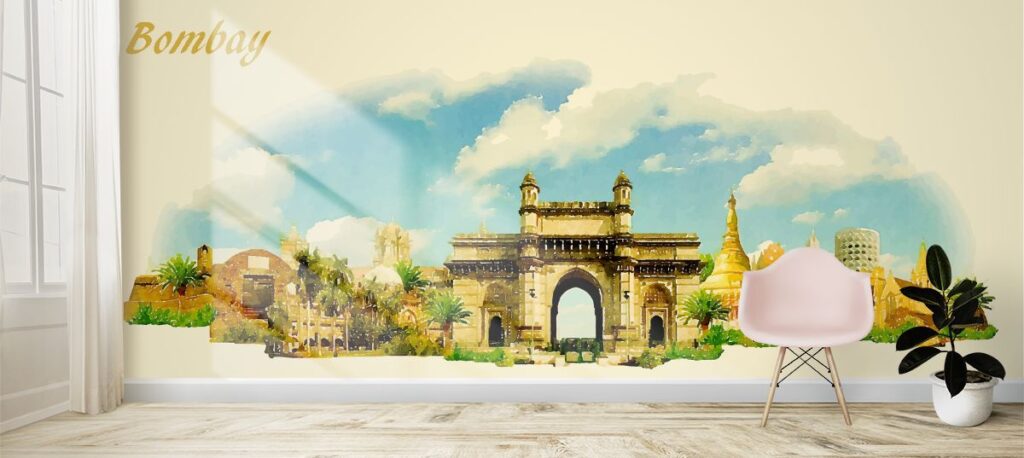 Watercolor Painting of Bombay City Wallpaper Mural - Magicdecor®
