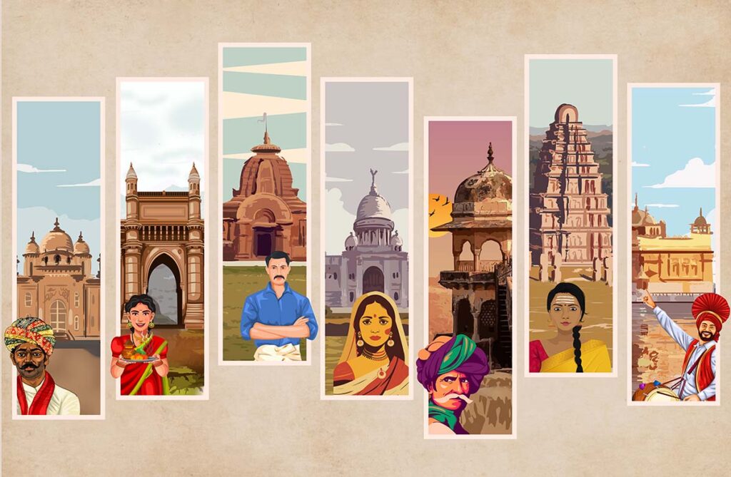 Vasudhaiva Kutumbakam, Unity in Diversity of Bharat Wallpaper Mural, Customized - Magicdecor®