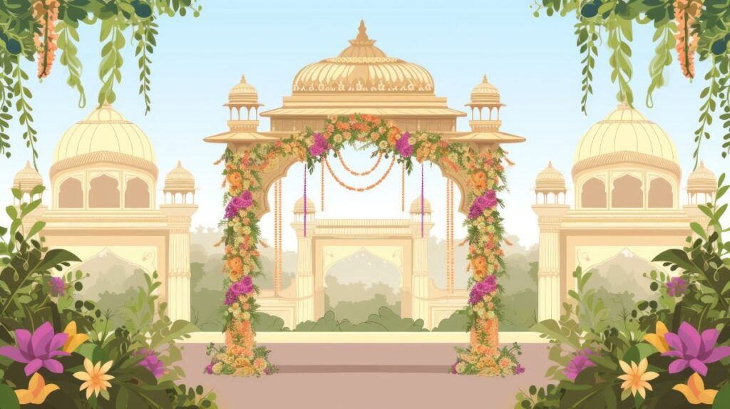 Traditional Theme With Floral Decor and Arch Wallpaper Mural - Magicdecor®