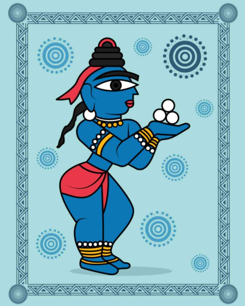 Kalighat Painting of Bal Krishna Wallpaper Mural - Magicdecor®