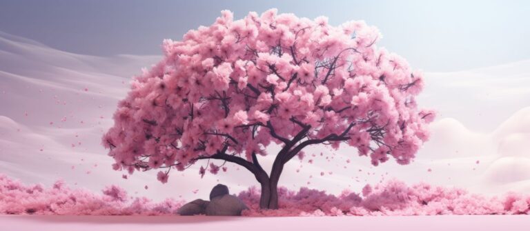 3D Effect Beautiful Pink Tree Wallpaper Mural for Door - Magicdecor®