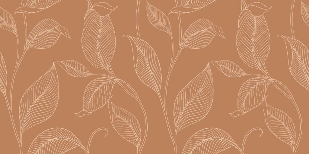 Minimalistic Linear Style Striped Leaves Mural Wallpaper for Door ...