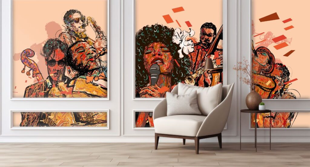 Jazz Band Musical Theme Wallpaper Mural - Magicdecor®