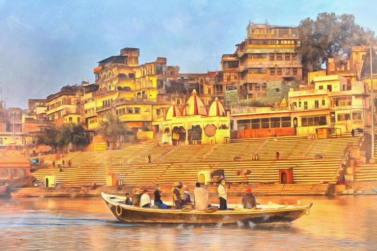 Varanasi Ghat Mural Wallpaper for Wall Moulding Frames - Magicdecor®