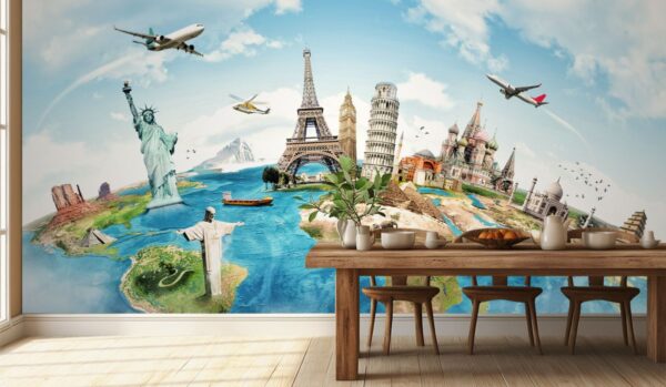 Travel Bucket List Wallpaper Mural for Wall - Magicdecor®