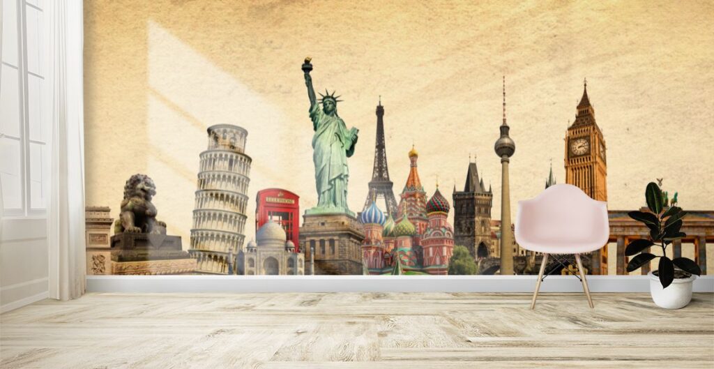 Worlds Iconic Places Wallpaper for Wall - Magicdecor®