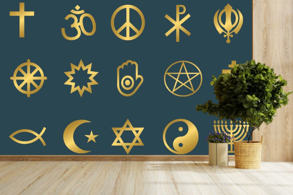 Golden Religious Symbols Wallpaper for Wall - Magicdecor®