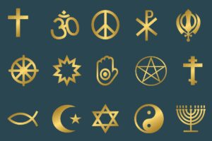 Golden Religious Symbols Wallpaper for Wall - Magicdecor®