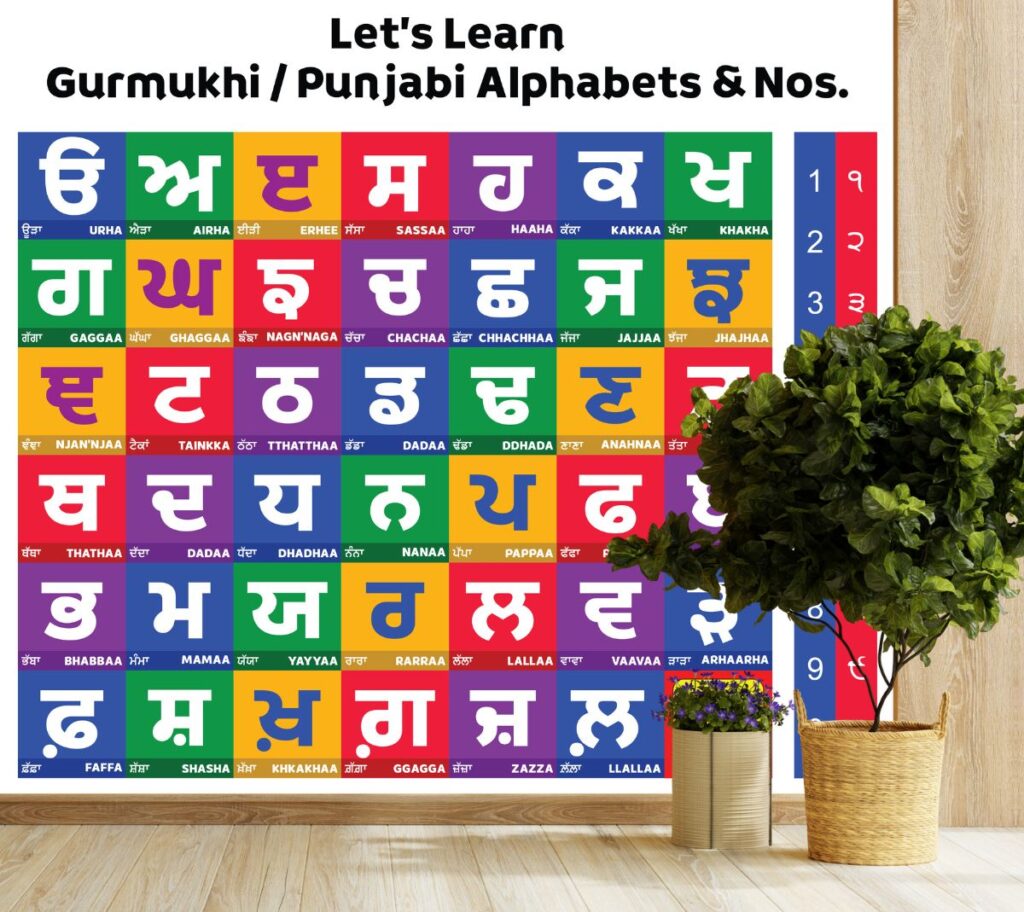 Gurmukhi or Punjabi Alphabets and Numbers Wallpaper Mural - Magic Decor