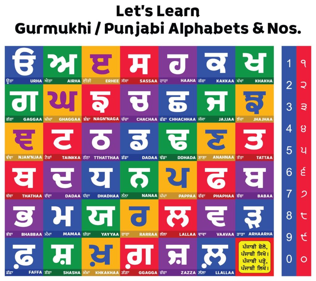 Gurmukhi or Punjabi Alphabets and Numbers Wallpaper Mural - Magicdecor®